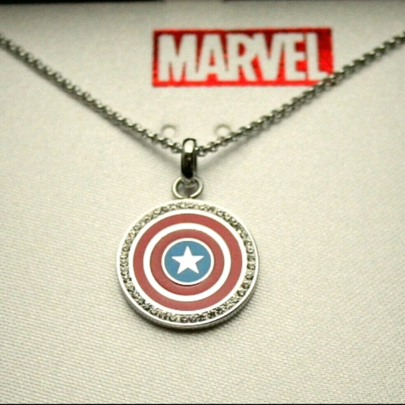 Marvel | Jewelry | Marvel Comics Captain America Shield Channel Set Ss ...